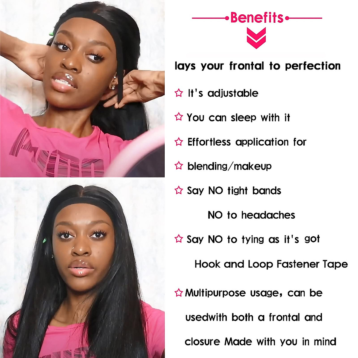 Amyqueen Elastic bands for Wig Edges, Lace Melting Band,4PCS Wig Band for Wigs Edge Wrap to Lay Edges, Wig Band Edge Wrap to Lay Edges, Wig Accessories for Salon