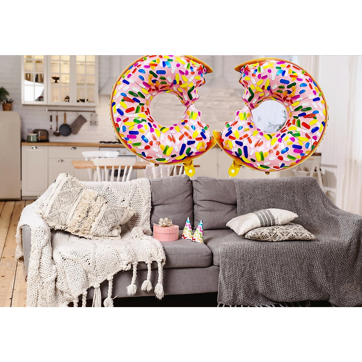 2PCS Donut Balloons Birthday Party Decorations Doughnut Foil Aluminum Balloon for Baby Shower Happy Birthday Graduation Party Supplies