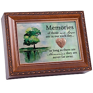 Cottage Garden Memories of Those We Love Woodgrain Rope Trim Music Box Plays Wind Beneath My Wings