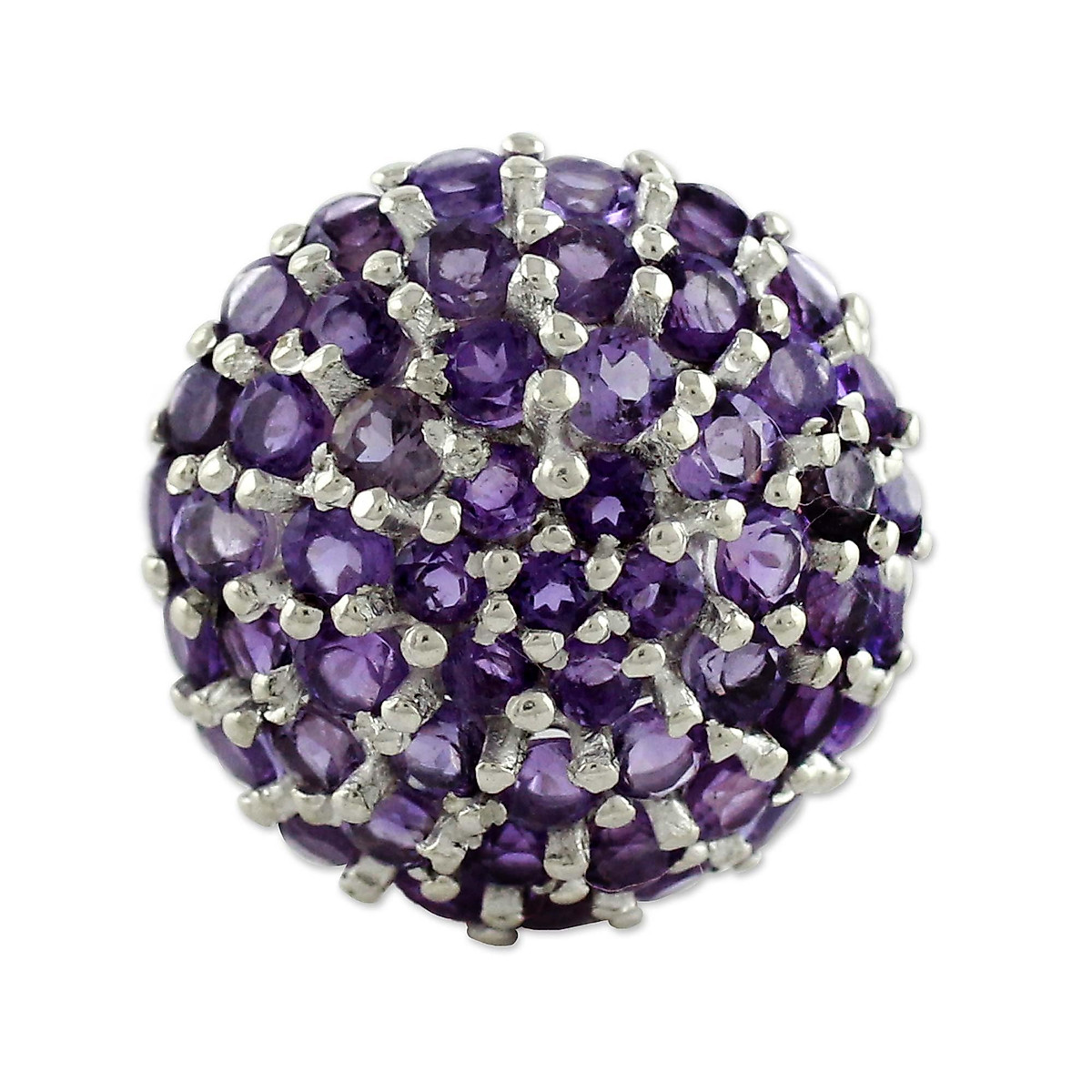 NOVICA Amethyst .925 Sterling Silver Handmade Cluster Ring, Jacaranda'