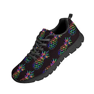 Colorful Pineapple Slip On Sneaker Women Running Shoes Breathable Workout Shoes Lightweight Gym Sneakers