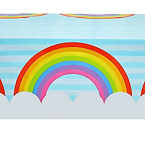 Juvale 3 Pack Rainbow Tablecloths for Party Supplies, Pastel Table Covers for Cloud Birthday Decorations for Girls (54 x 108 in)