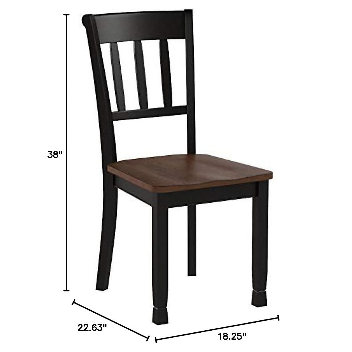 Signature Design by Ashley Owingsville Modern Farmhouse Dining Room Side Chair, 2 Count, Black and Brown