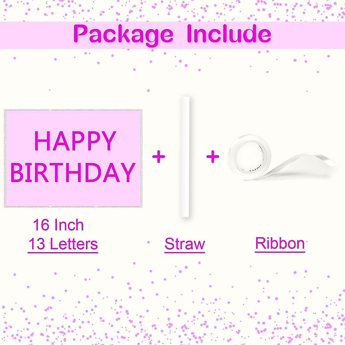 16 Inch Happy Birthday Balloon, Hot Pink Happy Birthday Balloons Banner Aluminum Foil Letters Balloons for Birthday Party Decorations Supplies