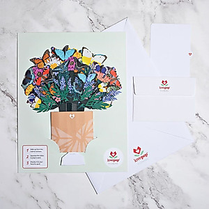 Lovepop Butterfly Paper Flower Bouquet, 3D Pop Up Paper Flowers, Birthday Pop Up Card, Card for Mom, Card for Wife, Anniversary Pop Up Card, 3D Paper Flower Bouquet