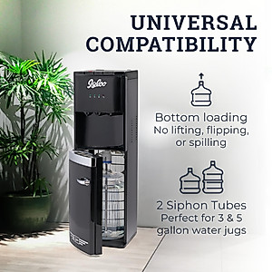Igloo Retro Bottom Load Water Dispenser, Hot, Cold or Room-Temperature Water, Holds 3 or 5 Gallon Bottles, Child Safety Lock, Perfect for Homes, Kitchens, Dorms, Black