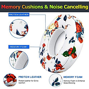 Beats Solo 3 Wireless Ear Pads Replacement, BUTIAO Protein Leather Memory Foam Headphone Earpads Ear Cushion Pad for Beats by Dre Solo 3 Wireless & Solo 2 Wireless Over Ear Headsets (White Floral)