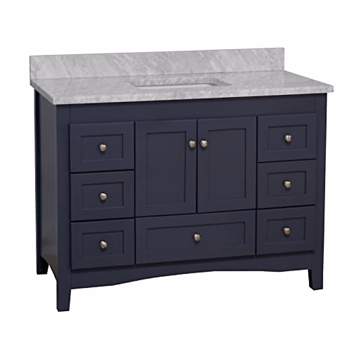 Abbey 48-inch Bathroom Vanity (Marine Gray/Carrara Marble): Includes Marine Gray Cabinet with Authentic Italian Carrara Marble Countertop and White Ceramic Sink