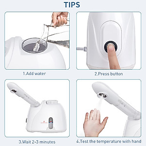NewWay Facial Steamer with Extendable Arm Steaming Warm Mist Humidifier for Face Spa Sinuses Moisturizing, Homeuse or Salon