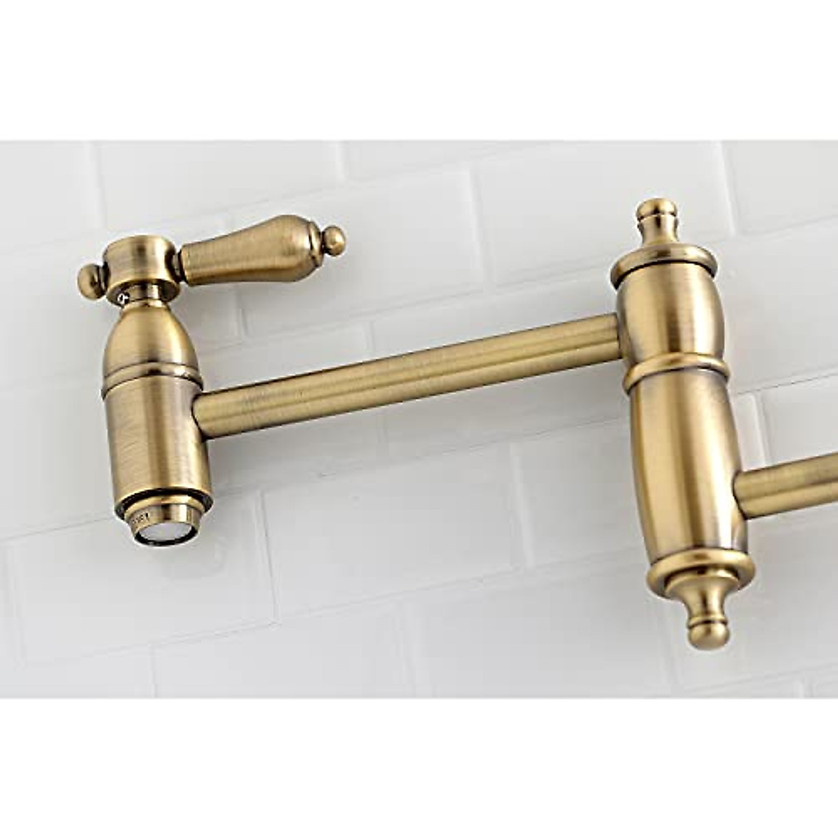 Kingston Brass KS3103BAL Wall Mount Pot Filler Kitchen Faucet, Antique Brass