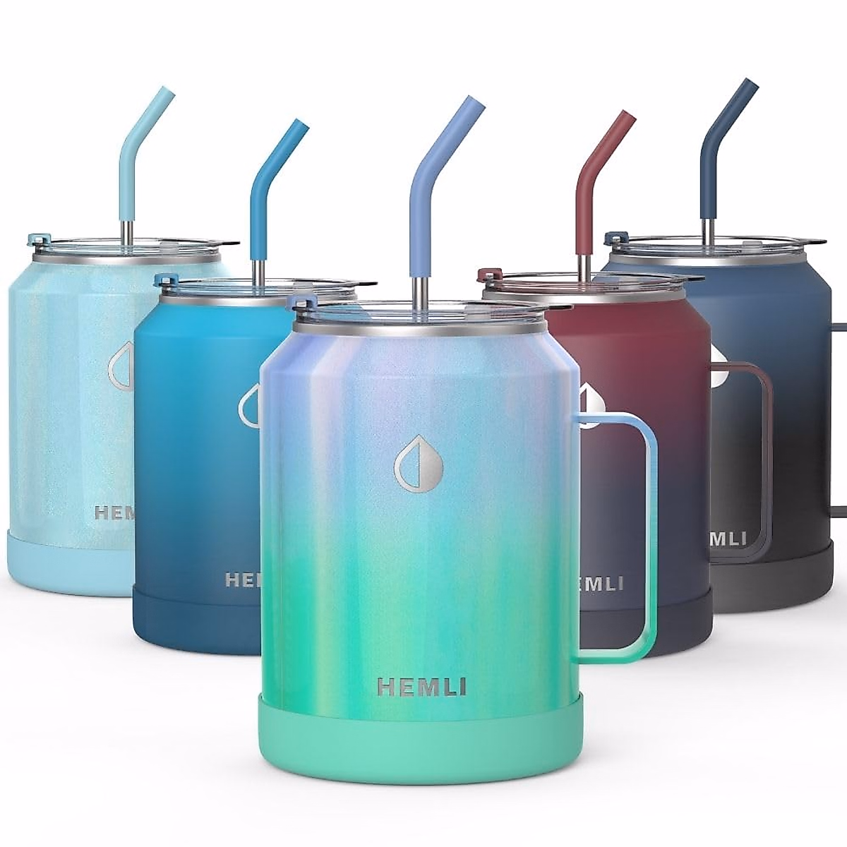 Hemli 50 oz Tumbler with Handle and Straw, Big Cup for Ice Coffee, 50 Oz Water Bottle, Large Travel Tumbler, 50 Oz Mug Tumbler, Thermal Cups, Large Cup, Water Mug, Vacuum Insulated Keep Hot Keep Cold