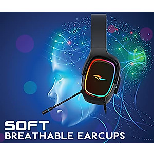 Rosewill Saros C150XS 7.1 Surround Sound USB Pro Gaming Headset, 50mm Full Spectrum Driver, Noise Reduction Microphone, Convenient in-Line Controls, Dynamic RGB Backlighting, Software Configuration