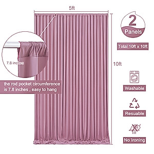 10x10 Dusty Pink Backdrop Curtain for Parties Wedding Wrinkle Free Pink Photo Curtains Backdrop Drapes Fabric Decoration for Birthday Party Baby Shower 5ft x 10ft,2 Panels
