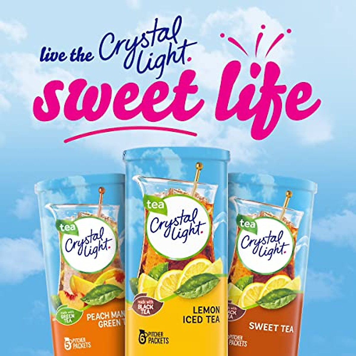 Crystal Light Sugar-Free Lemon Iced Tea Naturally Flavored Powdered Drink Mix, 6 Count (Pack of 12)