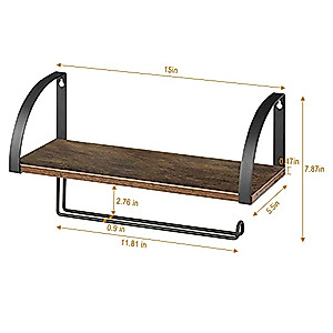 Paper Towel Holder with Shelf Storage, Wall Mount 2-in-1 Kitchen Paper Roll Towel Holder Rustic Farmhouse Under Cabinet Spice Rack for Kitchen Pantry Bathroom Organizer Storage