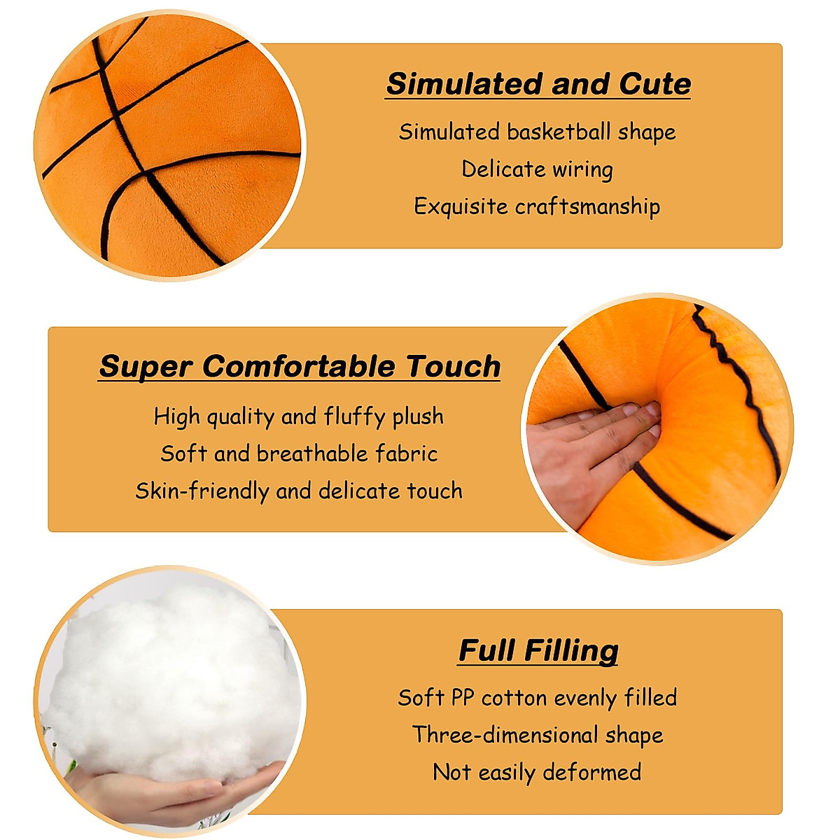 zhidiloveyou 11" Plush Basketball Pillow Stuffed Sport Ball Toy Decor Gifts for Boys Girls