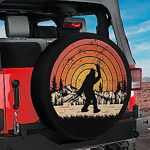 Tippsy LLC Store Bigfoot Camping Hiking Tire Cover, Bigfoot Spare Tire Cover with or Without Backup Camera Hole (Style 2)