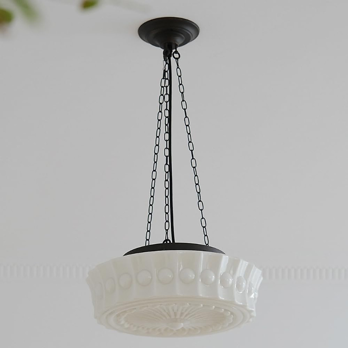 OQHAIR French Minimalist Glass Chandelier Retro Creative Wrought Iron Pendent Lamp Home Bedroom Bedside Restaurant Porch Suspended Chandelier LED Variable Light Indoor Lighting