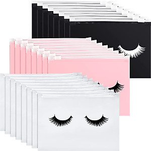 60 Pieces Eyelash Aftercare Bags Cosmetic Makeup Small Zipper Cases Travel Bags Lash Aftercare Accessories for Women Girls, 6 x 4 Inch