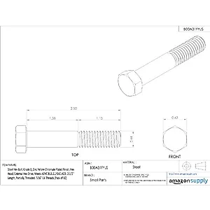 Steel Hex Bolt, Grade 8, Zinc Yellow-Chromate Plated Finish, Hex Head, External Hex Drive, Meets ASME B18.2.1/SAE J429, 2-1/2" Length, Partially Threaded, 7/16"-14 Threads (Pack of 10)