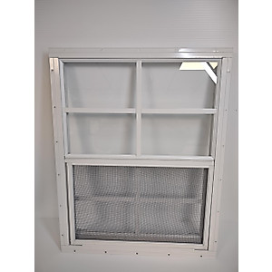 18x23 White Veritcal Sliding Shed Window, Tempered Glass.