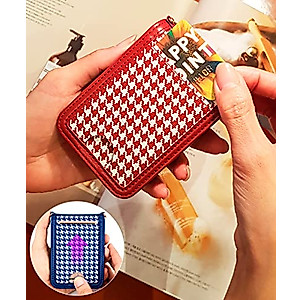 Qoosan Galaxy Z Flip 3 5G Case (2021) Pattern Leather Cover with Card Holder Wallet Hinge Protector Bling Metal Chain Wrist Strap Protective Phone case for Women, Navy Blue