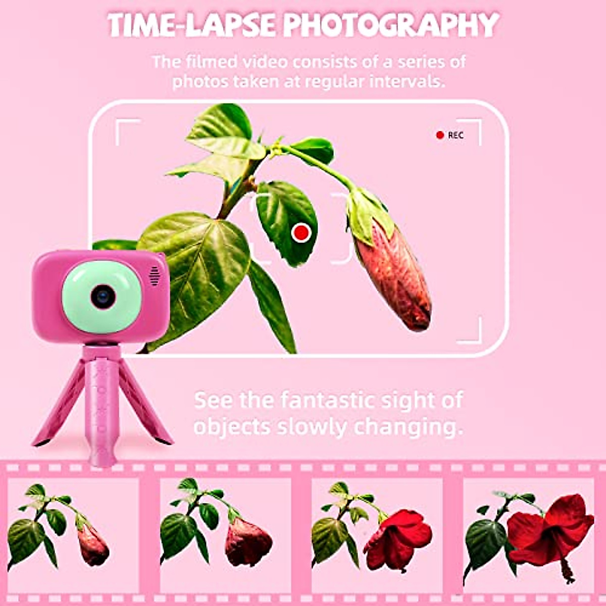 seanme Selfie Camera for Kids with 32GB Card, 40MP & 1080P HD Kids Digital Camera Toys for 3-8 Year olds, Birthday & Christmas Gifts for 3 4 5 6 7 8 9 10 Year Old Girls (Pink)