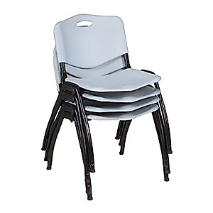 Kee 36" Square Breakroom Table- Maple/ Black & 4 'M' Stack Chairs- Grey