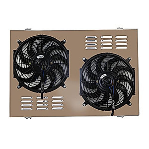 ECMRAD Aluminum Radiator Shroud+2x12"Fans Compatible for 1973-1991 Chevy C10 C20 C30 K10, K5 Blazer Truck 5.7L 7.4L V8, Pickup Blazer/GMC