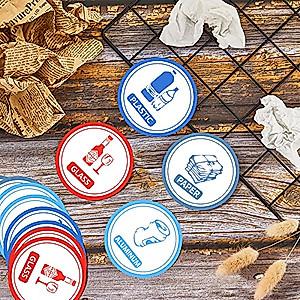 Recycling and Trash Can Sorting Sticker 3.5 x 3.5 inch Adhesive Recycle garbage Decal Waterproof Re Adjustable Recycle Sticker Waste Sorting Recycling Sticker Sign for Trash Can (12 Pieces)