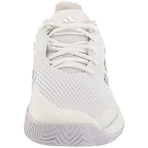 adidas Women's CourtJam Control Sneaker, White/Silver Metallic/White, 8.5