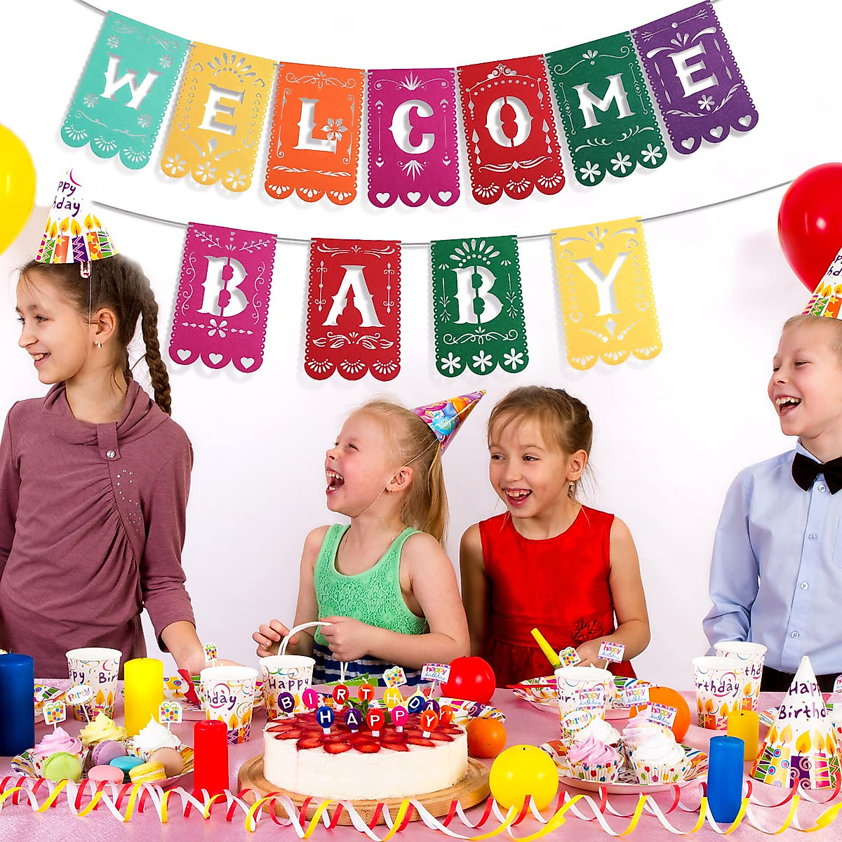 Mexican Welcome Baby Banner Fiesta Mexicano Baby Shower Small Banner Mexican Welcome Baby Felt Banner Decorations for Baby Showers, Te De Canastilla Celebrations