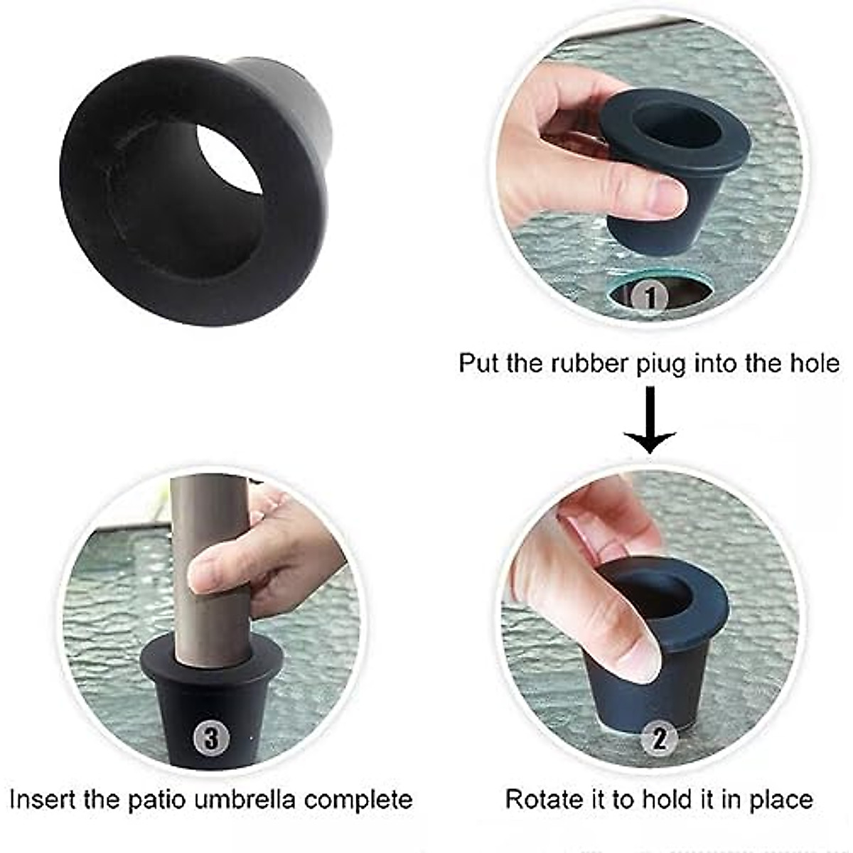 Yhjxly 2Pcs Patio Table Umbrella Hole Ring Umbrella Stabilizer Patio Umbrella Cones Wedge Plug for 2 to 2.5 Inch Patio Table Hole or 1.5 Inch Pool Umbrella Adapter - Black