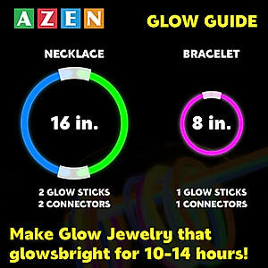AZEN 100 Pcs Glow Sticks Bulk, 8 Inch Glow in the Dark Party Supplies Pack, Neon Party Favors Decorations Glow Necklaces and Glow Bracelets for Kids