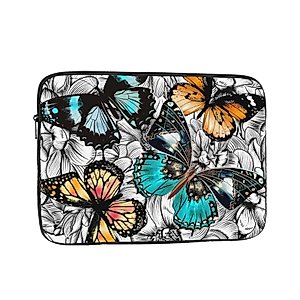 Beautiful Butterflies Flowers Vintage 13 inch Portable Laptop Sleeve Compatible with MacBook Air Notebook Computer Case for Men Women College School Students