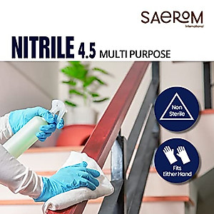 Nitrile 4.5 Gloves, Size XS, 100 Glove Pack, Latex Free, Powder Free, Blue Textured Gloves, Ambidextrous Heavy Duty Rubber Gloves with Beaded Cuffs, Single Use