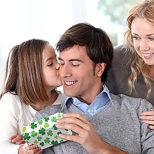 Green Clover Wrapping Paper On White Gift Wrapping Paper 4 Sheets Folded Flat 20x30 Inches Per Sheet, Gift Wrap for St. Patrick's Day,Wedding, Birthday, Bridal Showers, Mother's Day, Valentine's Day Holiday Christening and More Occasion