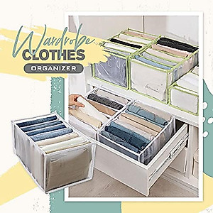 Flocovers Wardrobe Clothes Organizer（2PCS）- Washable Drawer Dividers for Clothes - Pants, Jeans, T Shirt Organizer for Drawer - Folded Closet Organizers (WHITE, 3 Pack -Leggings-Jeans-T-shirts)