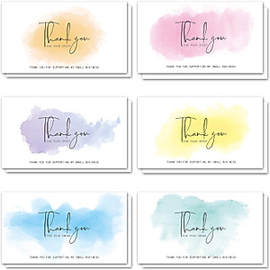 240 Pieces Watercolor Thank You for Supporting My Small Business Cards,6 Styles Small Customer Appreciation Card Colorful Thank You Business Card for Shop Online Retailer and Local Stores(240 Pieces)