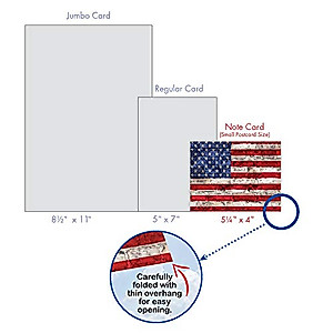 The Best Card Company - 10 American Flag Boxed Cards Blank (4 x 5.12 Inch) - Assorted Patriotic Cards for All Occasions, Veterans, USA - Flag Day M2013