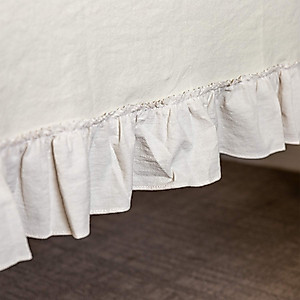 Glory Season Retro Farmhouse Ruffle Tablecloth Cotton Flounces Trim Washable Table Cover Tablecloths for Rectangle Table Baby Shower Kitchen Party Wedding Decor Off-White, 60''x120''