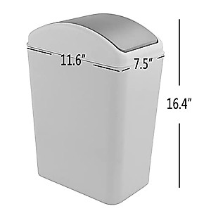 Afromy 4.2 Gallon Swing Lid Trash Can, Plastic Waste Bin Garbage with Lid, Grey