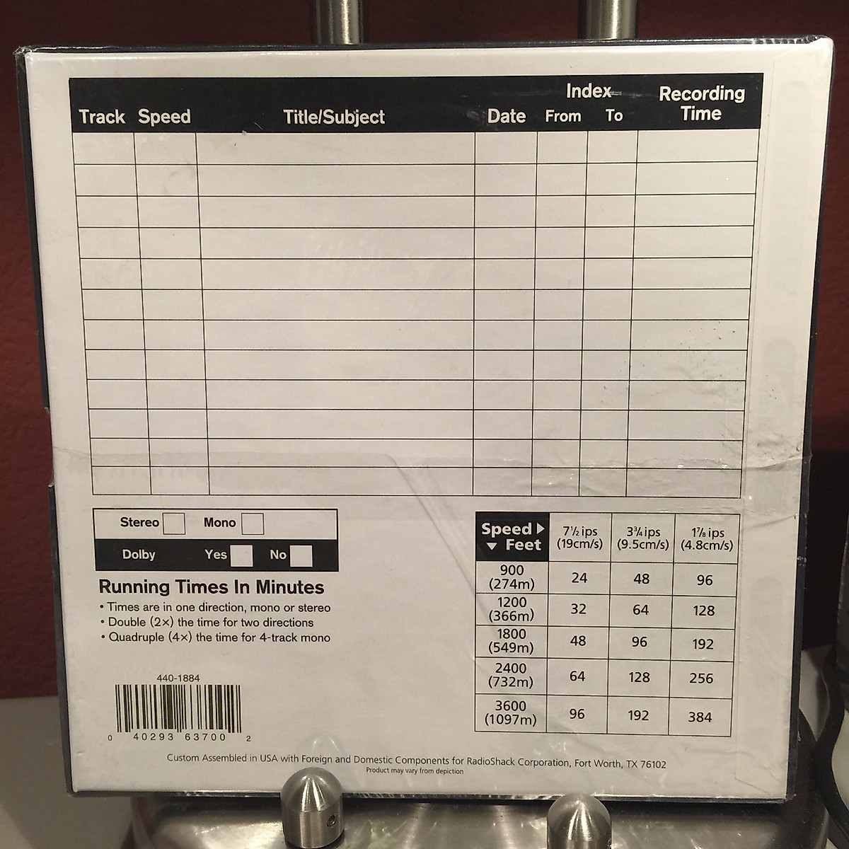 Reel Tape High Output Studio Quality Recording Tape 1800 Ft.