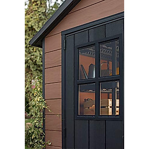 Keter Newton 7.5x11 Large Resin Outdoor Storage Shed Kit – Perfect to Store Patio Furniture, Garden Tools, Bike Accessories, and Lawn Mower, Mahogany Brown