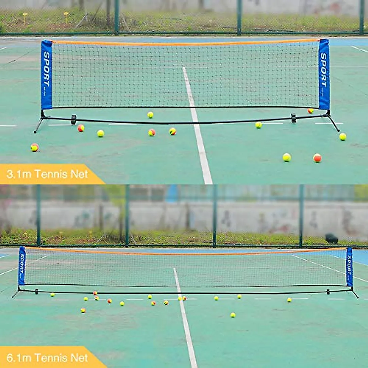 Portable Tennis Net,Foldable Badminton Net for Playing Pickleball,Kids Volleyball,Soccer,Sport Training Net for Indoor Outdoor Backyard Lawn,Court,Beach,Driveway (No Poles Included)