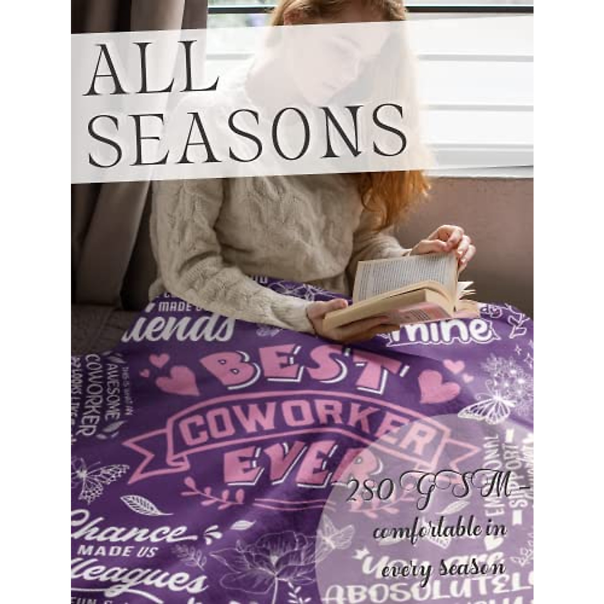 InnoBeta Coworker Leaving Gifts for Women Flannel Blankets Throws, Going Away Gift for Coworker, Leaving Farewell New Job Presents (50"x 65") - Purple - Best Coworker Ever