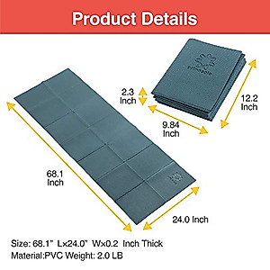 Primasole Folding Yoga Travel Pilates Mat Foldable Easy to carry to Class Beach Park Travel Picnics 4mm thick Jungle Green Color PSS91NH050A