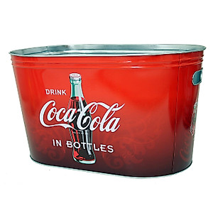The Tin Box Company Coca Cola Large Galvanized Party Tub with Handles, RED
