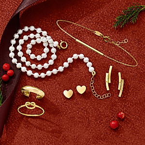 RS Pure by Ross-Simons 4-4.5mm Cultured Pearl Anklet With 14kt Yellow Gold. 9 inches