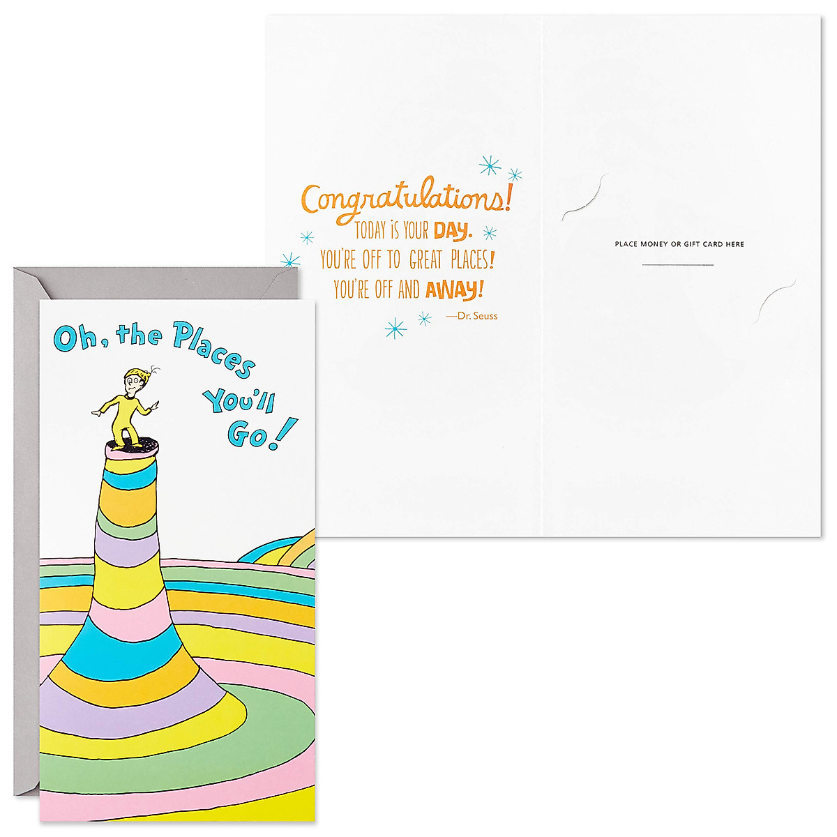 Hallmark Dr. Seuss Graduation Card Money Holders or Gift Card Holders (Oh, the Places You'll Go! 6 Cards with Envelopes) for High School, Kindergarten, Middle School, College and College Graduates